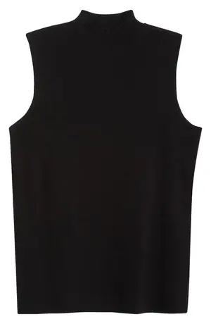 TAHARI ASL Sleeveless Mock Neck Sweater - Black