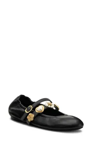 STUART WEITZMAN Socharming Mary Jane Flat - Black