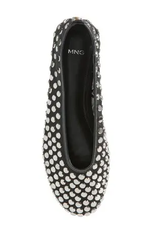 Mango Savoir Studded Mesh Flats - Black