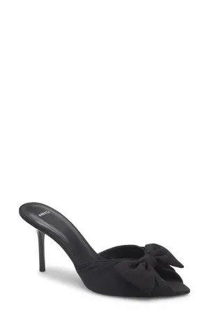 Mango Lasy Bow Stiletto Slide Sandal