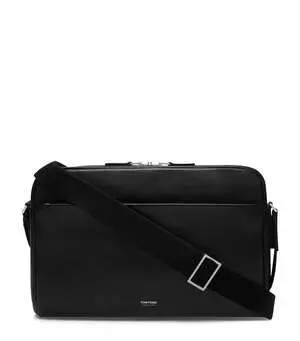 TOM FORD Leather Messenger Bag - Black