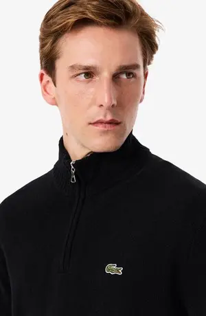 Lacoste Classic Fit Wool Quarter-zip Sweater - Black