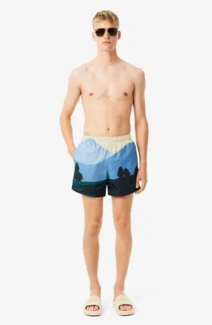 Lacoste Landscape Print Swim Trunks