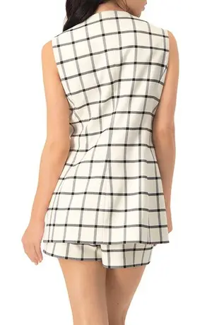 IVONNE Double Breasted Checkered Vest