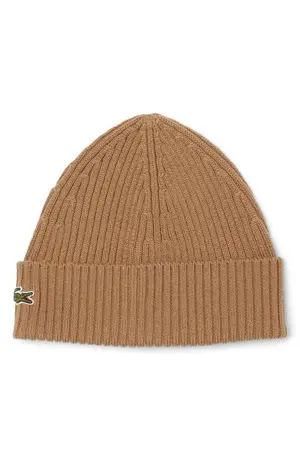 Lacoste Wool Cuff Beanie - Dpc Date Brown