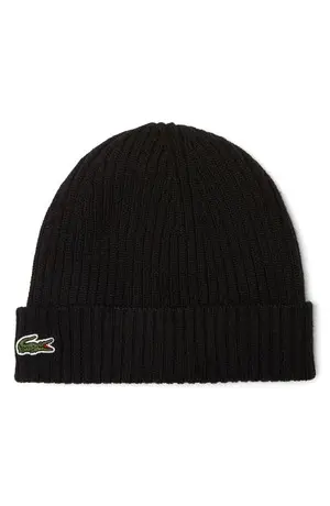 Lacoste Wool Cuff Beanie Noir