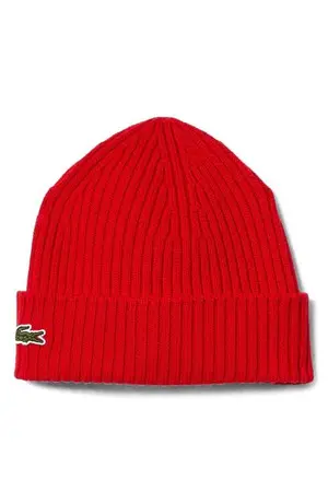 Lacoste Wool Cuff Beanie - Rouge