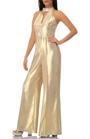 IVONNE Halterneck Metallic Jumpsuit