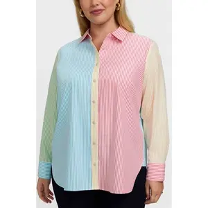 Foxcroft Cotton Striped Button-up Blouse