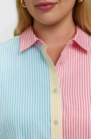 Foxcroft Cotton Striped Button-up Blouse