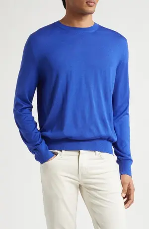 TOM FORD Fluid Silk Crewneck Sweater - Royal Blue