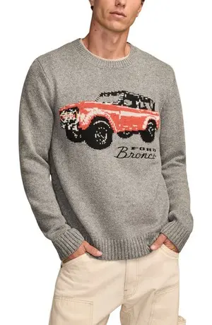 Lucky Brand Graphic Cotton-blend Sweater - Medium Heather Grey