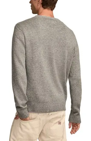Lucky Brand Graphic Cotton-blend Sweater - Medium Heather Grey