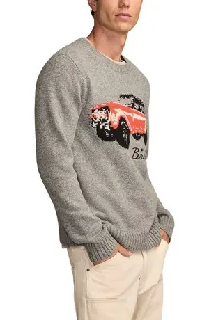 Lucky Brand Graphic Cotton-blend Sweater - Medium Heather Grey
