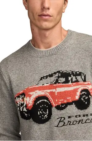 Lucky Brand Graphic Cotton-blend Sweater - Medium Heather Grey