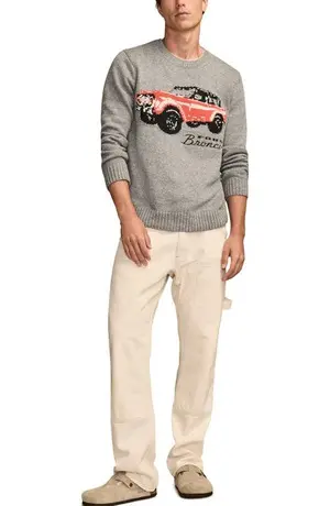 Lucky Brand Graphic Cotton-blend Sweater - Medium Heather Grey