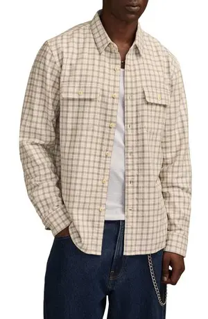 Lucky Brand Humboldt Plaid Twill Utility Shirt - Grey Multi