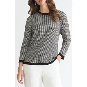 KASPER Geometric Stitch Pullover Sweater