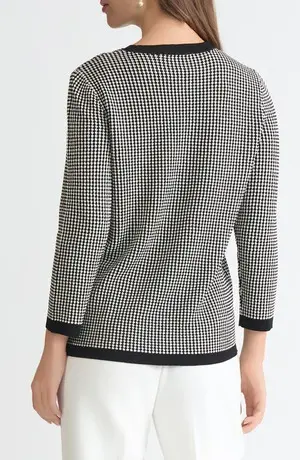 KASPER Geometric Stitch Pullover Sweater