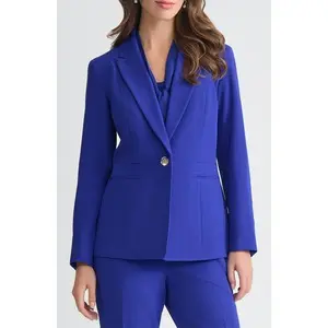 KASPER Peak Lapel Stretch Crepe Peplum Blazer - Royal Signature