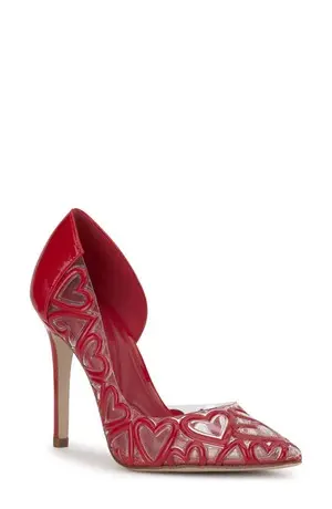 Jessica Simpson Palvin Half D'orsay Pointed Toe Pumps - Red Muse/clear