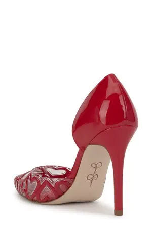 Jessica Simpson Palvin Half D'orsay Pointed Toe Pumps - Red Muse/clear