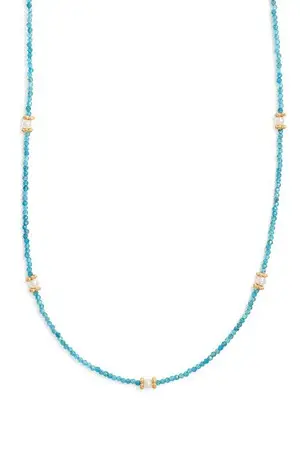KIARA BY KI-ELE Taylor Apatite & Freshwater Pearl Beaded Necklace - Blue/gold