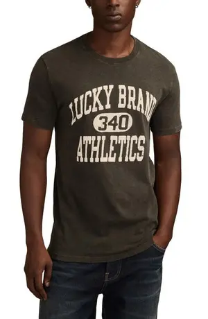 Lucky Brand Athletics Flocked Logo Graphic T-shirt Beluga