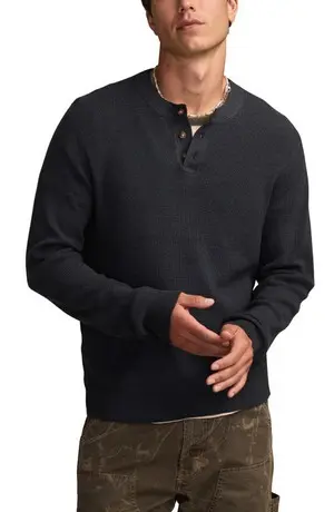 Lucky Brand Henley Crewneck Sweater - Cadet Navy
