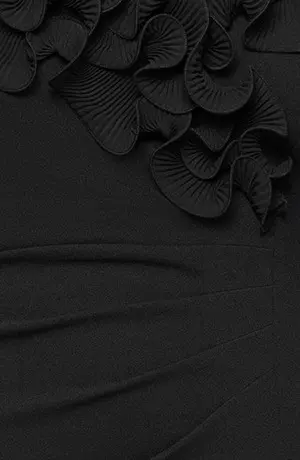 XSCAPE EVENINGS Ruffle Scuba Knit Sheath Gown