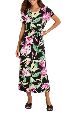 Tommy Bahama Twilight Bloom Knit Midi Dress - Black