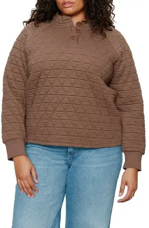 Sanctuary Quilted Popover Top - Morel Brown