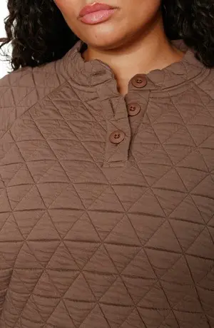 Sanctuary Quilted Popover Top - Morel Brown
