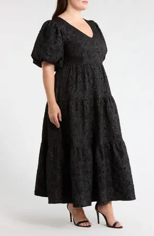 SUGARLIPS Arielle Floral Jacquard Maxi Dress