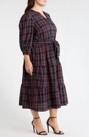 SUGARLIPS Chapman Plaid Yanis Midi Shirtdress