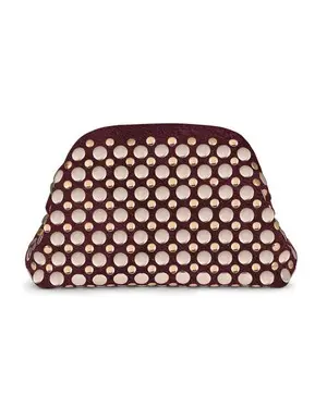 Rafe New York Aya Raffia Crochet Frame Clutch - Burgundy