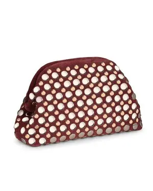 Rafe New York Aya Raffia Crochet Frame Clutch - Burgundy