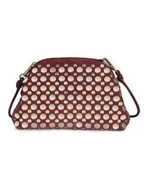 Rafe New York Aya Raffia Crochet Frame Clutch - Burgundy
