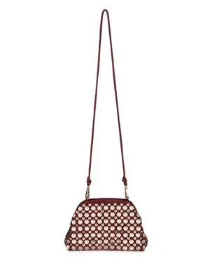 Rafe New York Aya Raffia Crochet Frame Clutch - Burgundy