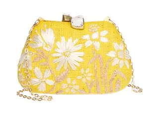 Rafe New York Tamu Embroidered Bean Clutch - Yellow