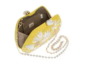 Rafe New York Tamu Embroidered Bean Clutch - Yellow