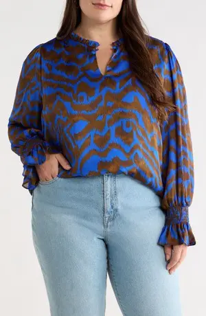 SUGARLIPS Flowy Blouse With Abstract Print