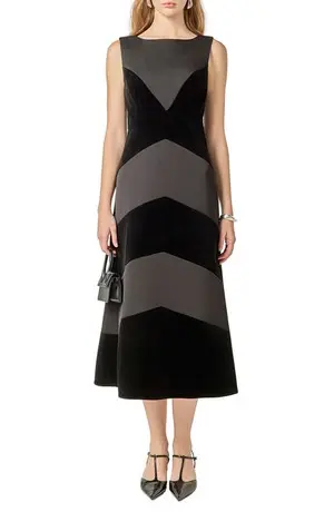 English Factory Velvet & Satin A-line Dress