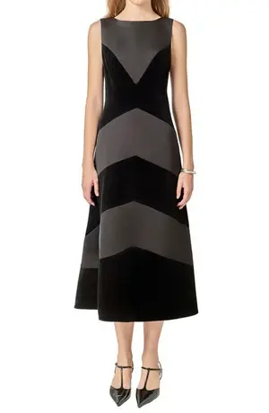 English Factory Velvet & Satin A-line Dress