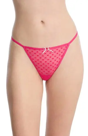 SKARLETT BLUE Heart Breaker Lace G-string Thong - Neon Fuchsia