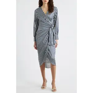 Sam Edelman Long Sleeve Stripe Wrap Dress