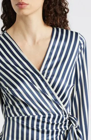 Sam Edelman Long Sleeve Stripe Wrap Dress