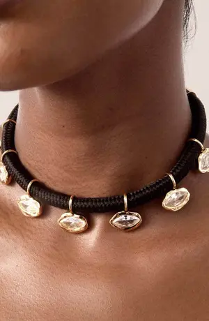 Ettika Midnight Luxe Crystal Choker Necklace - Gold