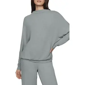 Eberjey Cozy Time Mock Neck Pullover - Lead