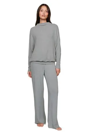 Eberjey Cozy Time Mock Neck Pullover - Lead